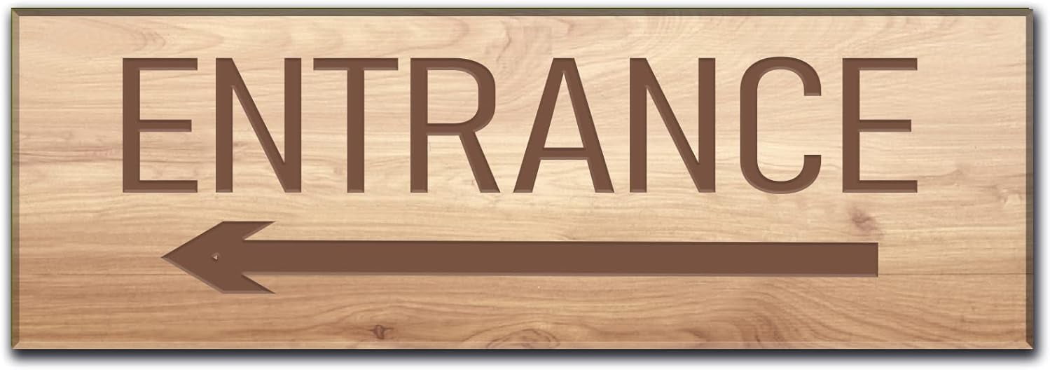 Acrylic Plastic Signs 3x10 Inch Left Arrow Entrance Sign Maple Wood ...