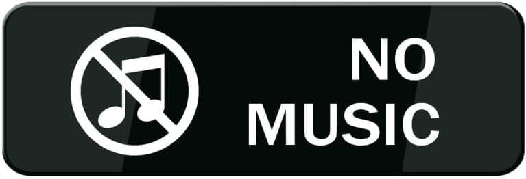 Acrylic Plastic Signs 3x10 Inch No Music Sign For Door Or Wall Quick ...