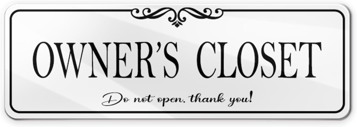 Acrylic Plastic Signs 3x10 Inch Owners Closet Sign Acrylic Signage ...