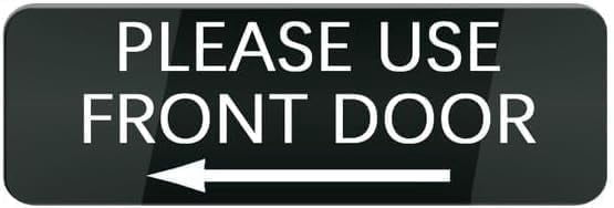 Acrylic Plastic Signs 3x10 Inch Please Use Front Door Left Arrow Sign ...