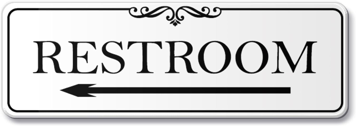 Acrylic Plastic Signs 3x10 Inch Restroom Sign With Left Arrow Acrylic ...