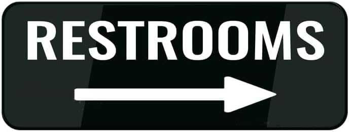 Acrylic Plastic Signs 3x10 Inch Restrooms Right Arrow Wall Or Door Sign ...