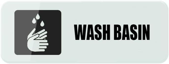 Acrylic Plastic Signs 3x10 Inch Wash Basin Sign With Arrow For Office ...