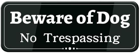 Acrylic Plastic Signs 3x8 Inch Beware Of Dog No Trespassing Sign Black ...