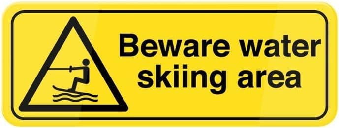 Acrylic Plastic Signs 3x8 Inch Beware Water Skiing Area Self Adhesive ...