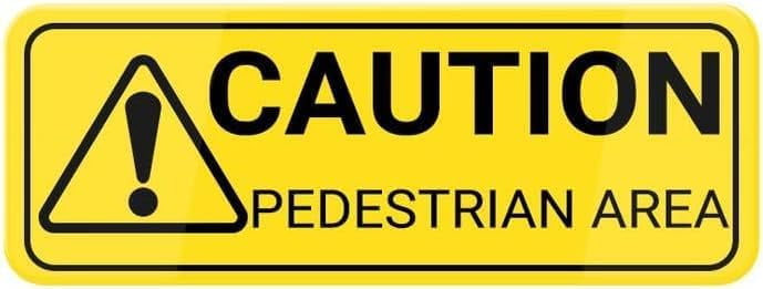 Acrylic Plastic Signs 3x8 Inch Caution Pedestrian Area Wall Or Door ...