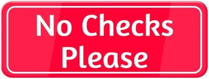 Acrylic Plastic Signs 3x8 Inch No Checks Please Signes Acrylic Warning Sign Door Wall Labels ...