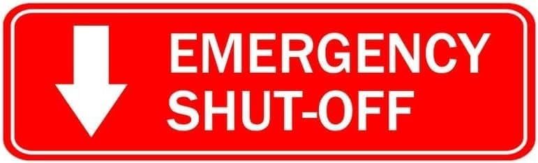Acrylic Plastic Signs 3x8 Inch Emergency Shut Off Arrow Small Sign Door ...