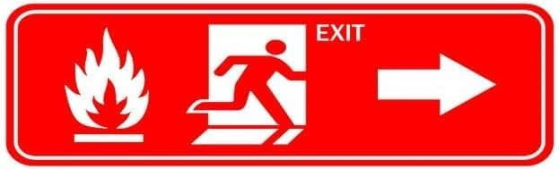 Acrylic Plastic Signs 3x8 Inch Fire Exit With Fire Symbol Right Arrow ...