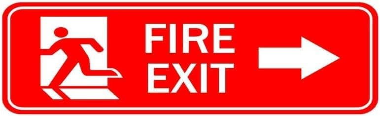 Acrylic Plastic Signs 3x8 Inch Fire Exit With Icon Right Small Sign For ...