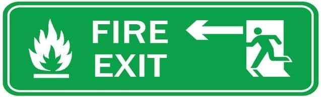 Acrylic Plastic Signs 3x8 Inch Fire Exit Running Man Left Arrow Sign ...