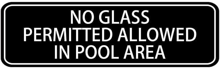Acrylic Plastic Signs 3x8 Inch No Glass Permitted Allowed In Pool Area ...