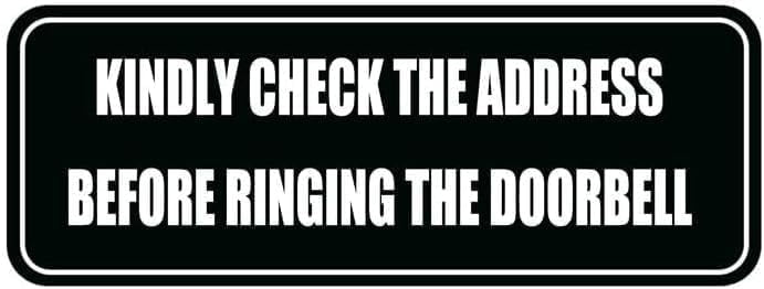 Acrylic Plastic Signs 3x8 Inch Kindly Check The Address Before Ringing ...