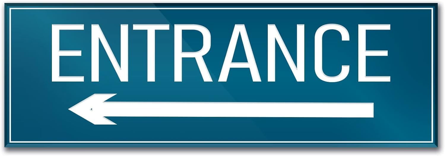 Acrylic Plastic Signs 3x8 Inch Left Arrow Entrance Sign Blue Self Stick ...