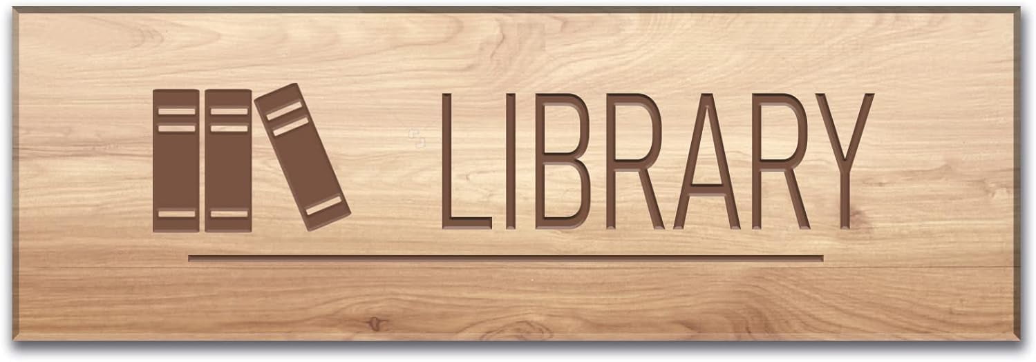 Acrylic Plastic Signs 3x8 Inch Library Sign Acrylic Self Stick Door ...