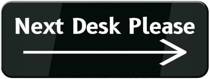 Acrylic Plastic Signs 3x8 Inch Next Desk Please With Right Arrow Wall ...