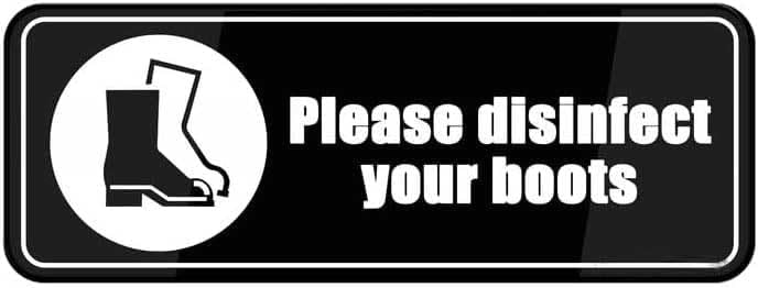 Acrylic Plastic Signs 3x8 Inch Please Disinfect Your Boots Health ...