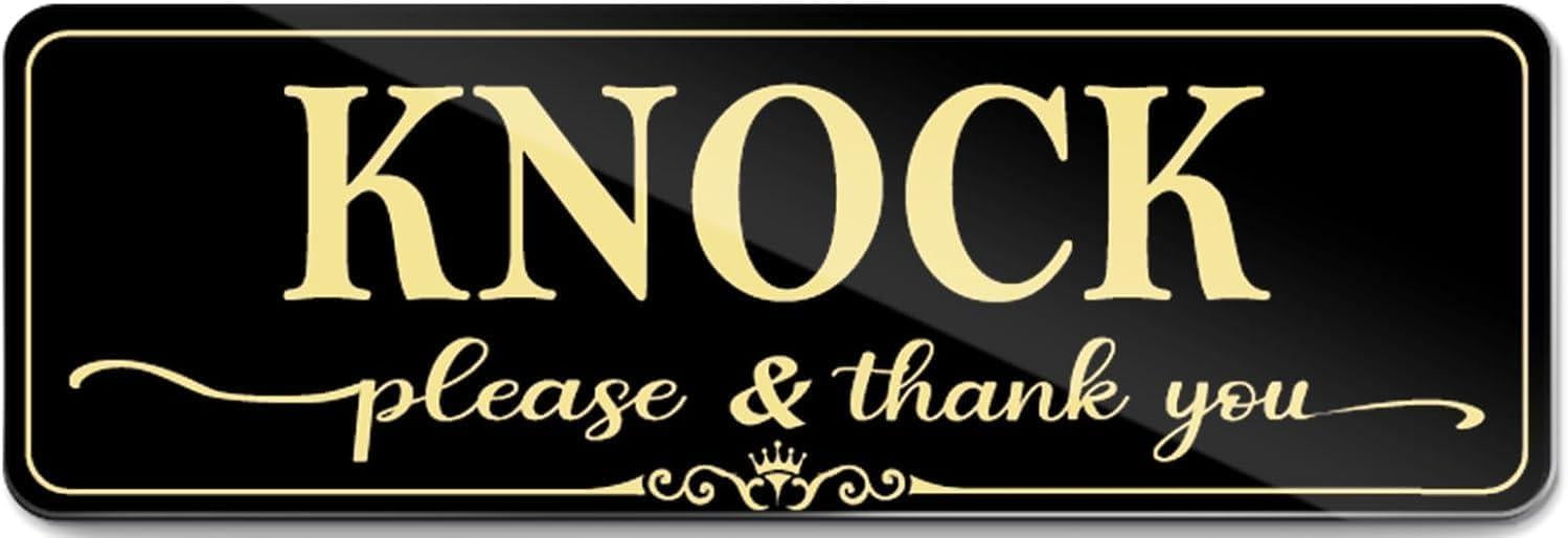 Acrylic Plastic Signs 3x8 Inch Please Knock Sign Acrylic Door Wall ...