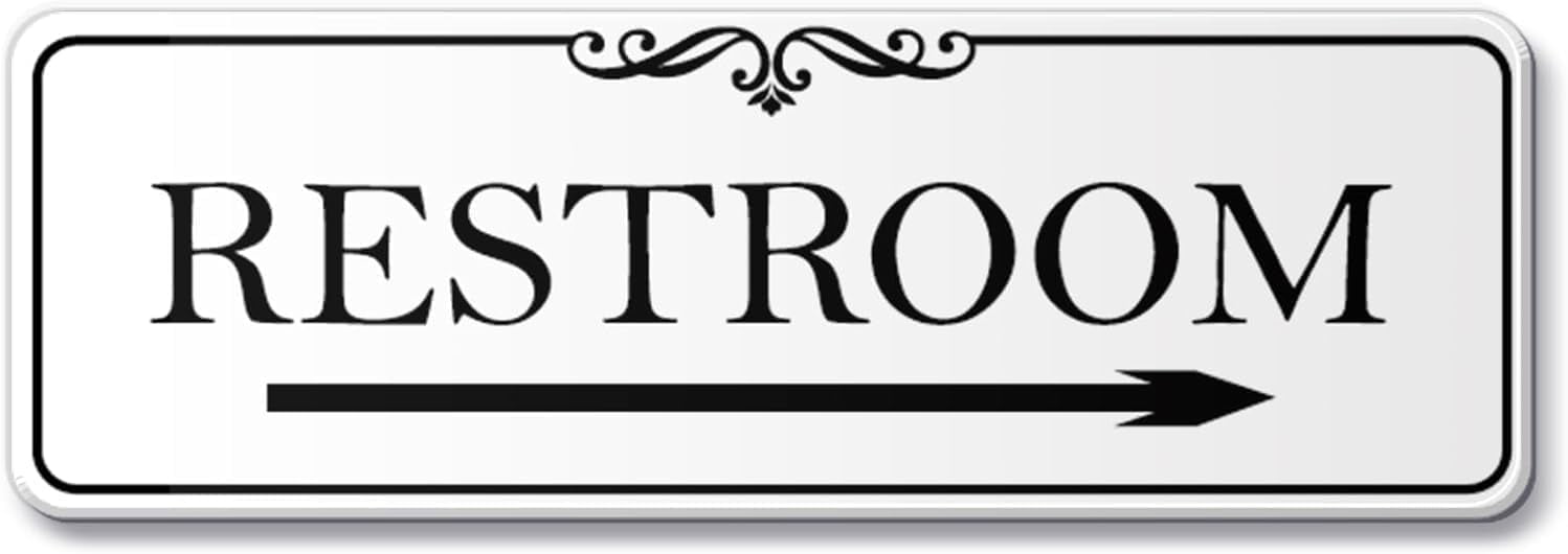 Acrylic Plastic Signs 3x8 Inch Restroom Sign With Right Arrow Acrylic ...