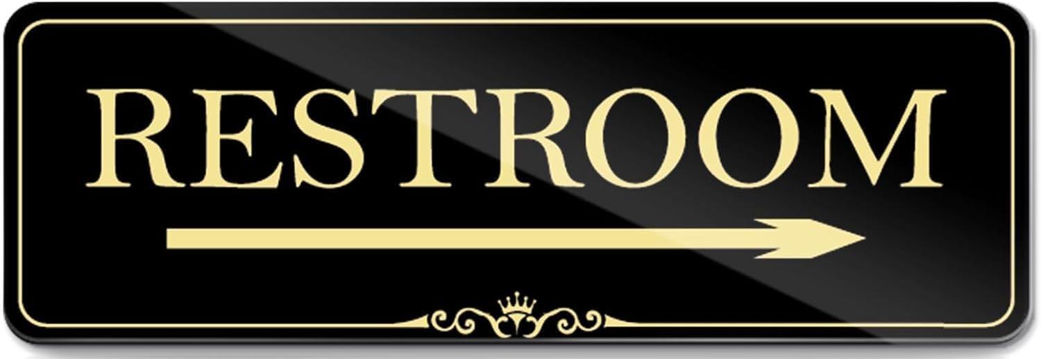 Acrylic Plastic Signs 3x8 Inch Restroom Sign With Right Arrow Acrylic ...