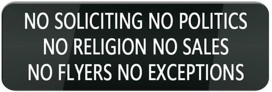 Acrylic Plastic Signs 3x8 Inch No Soliciting No Politics No Religion ...