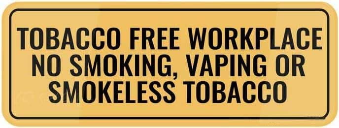 Acrylic Plastic Signs 3x8 Inch For Wall Tobacco Free Workplace No ...