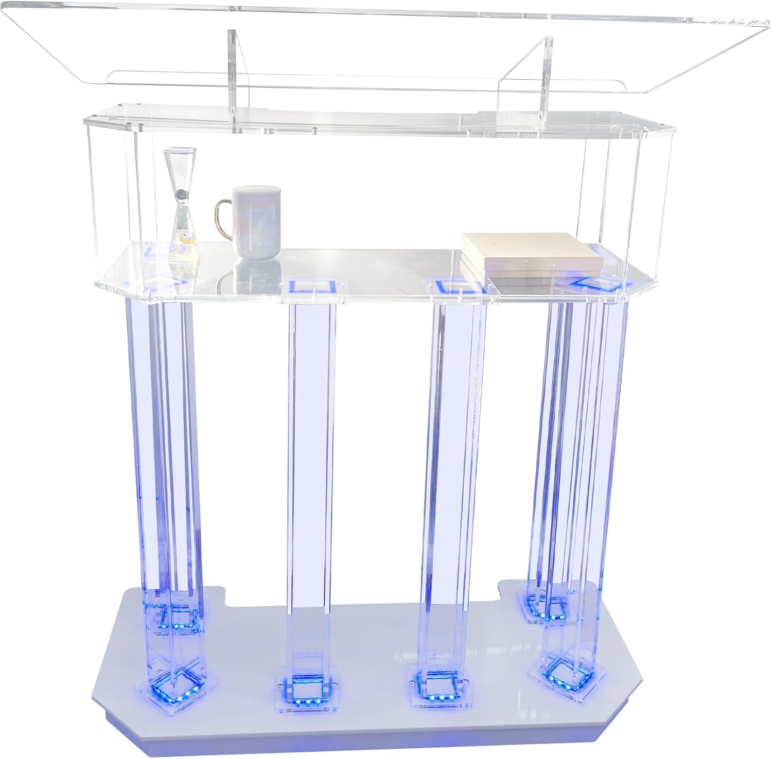 Acrylic Podium, Led Light Lectern Stand with Wheels, Church Pulpit for ...