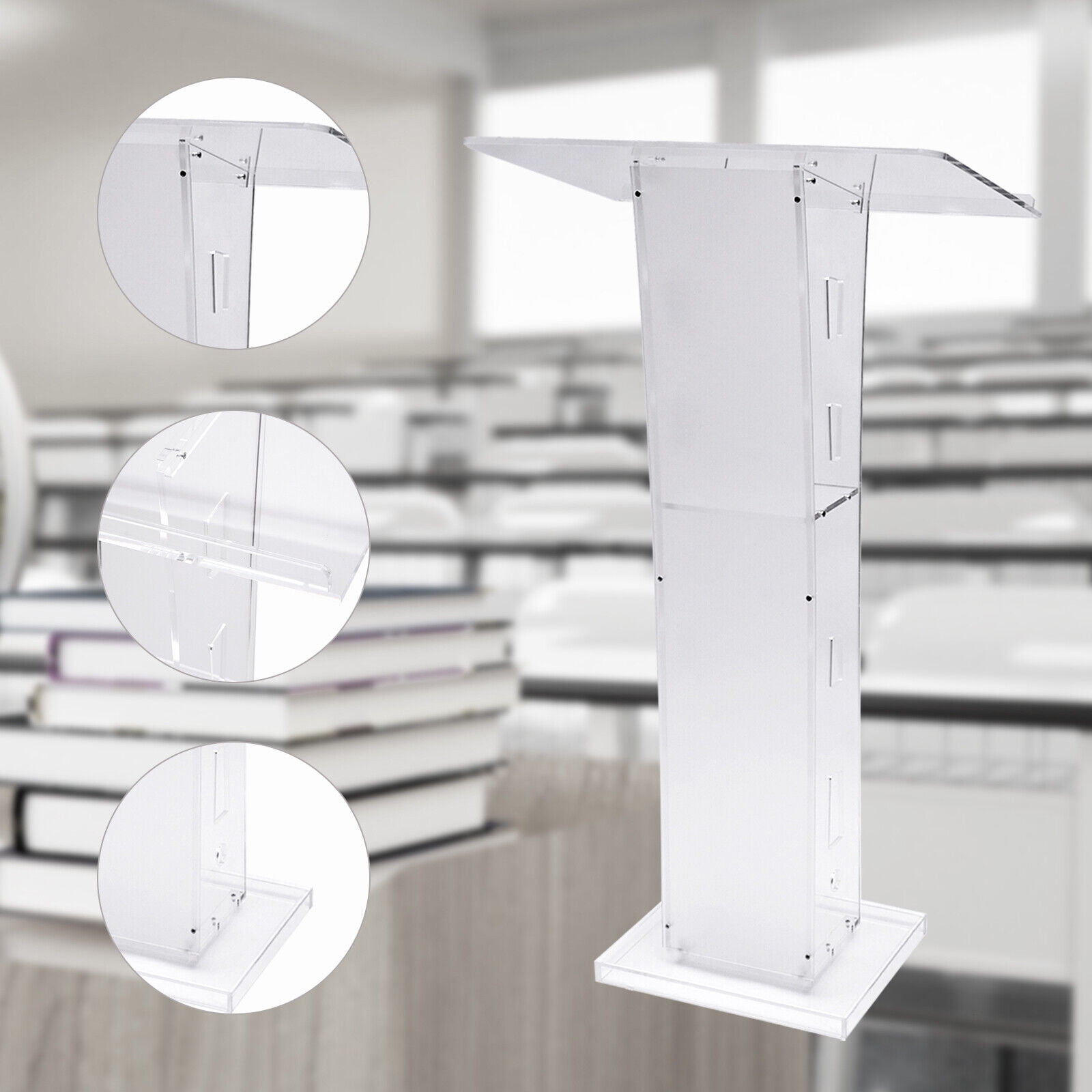 Acrylic Podium Pulpit Plexiglass Transparent Stand Lectern 110cm with ...