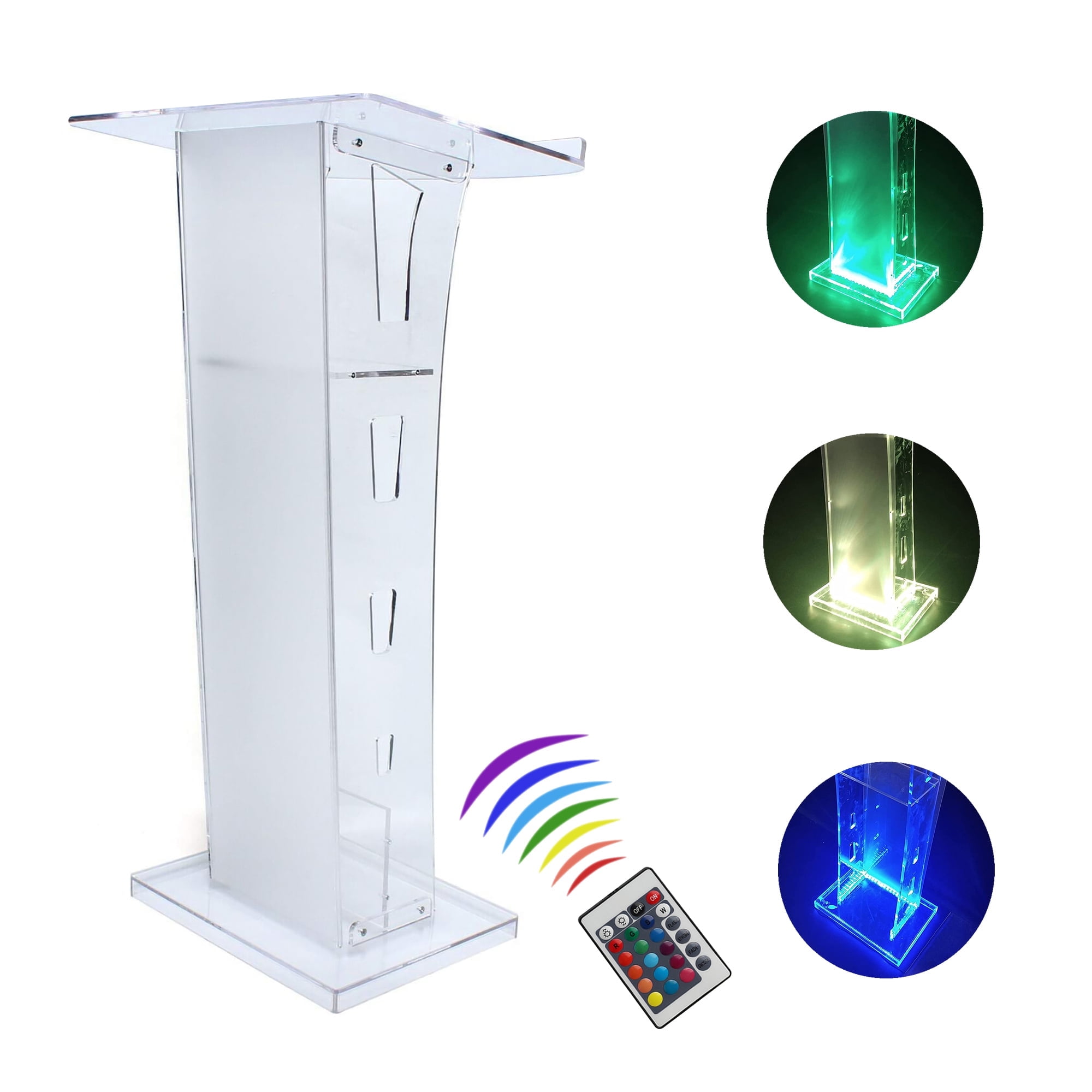 Acrylic Podium Stand with RGB LED Lights, 43" Tall Modern Lecterns ...