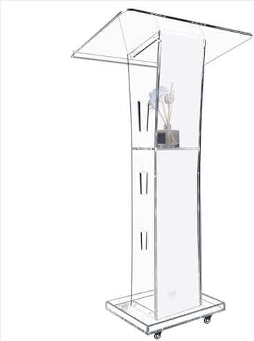 Acrylic Podiums for Church with 4 Wheels, 43” Clear Pulpit for Churches ...