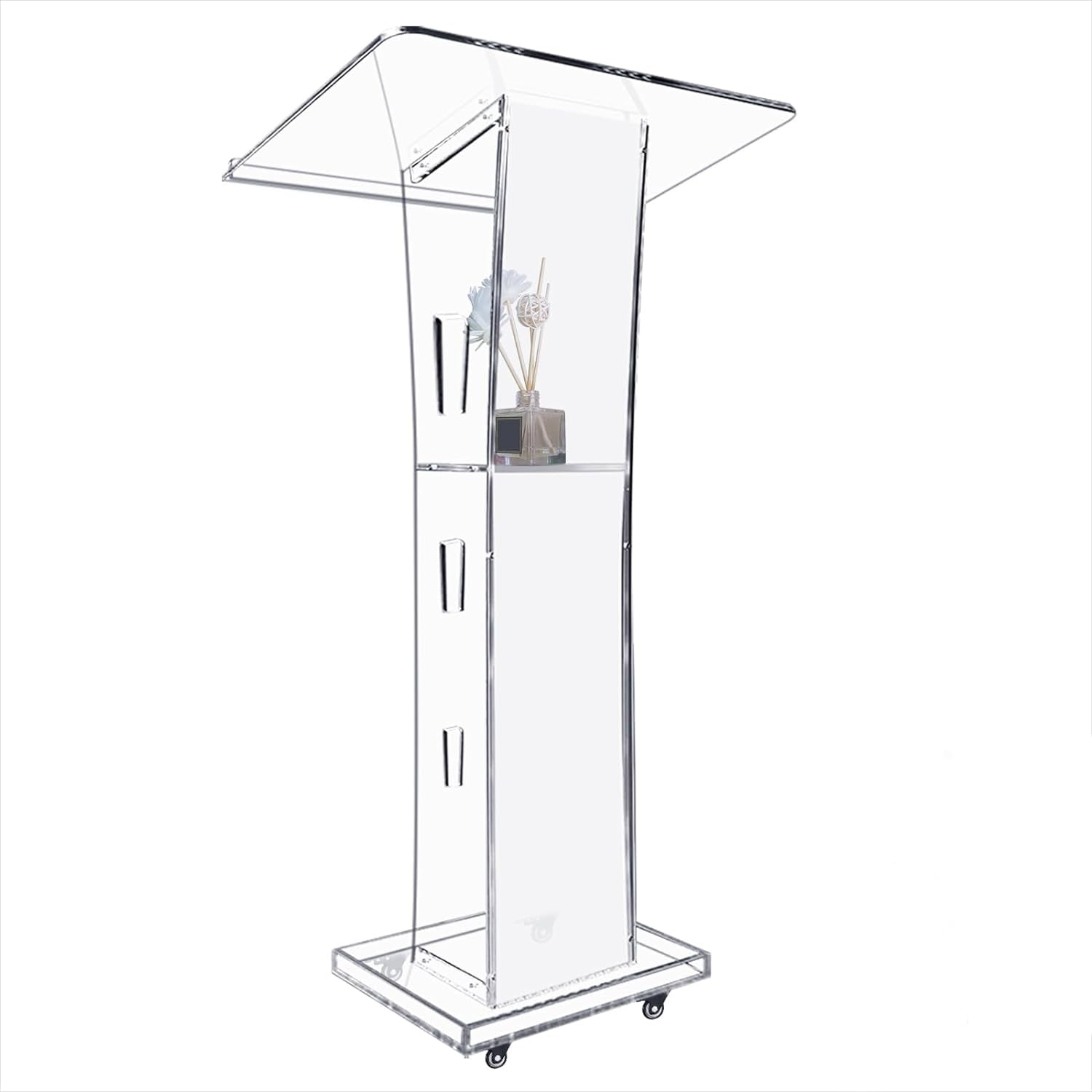 Acrylic Podiums for Church with 4 Wheels, 43” Clear Pulpit for Churches ...