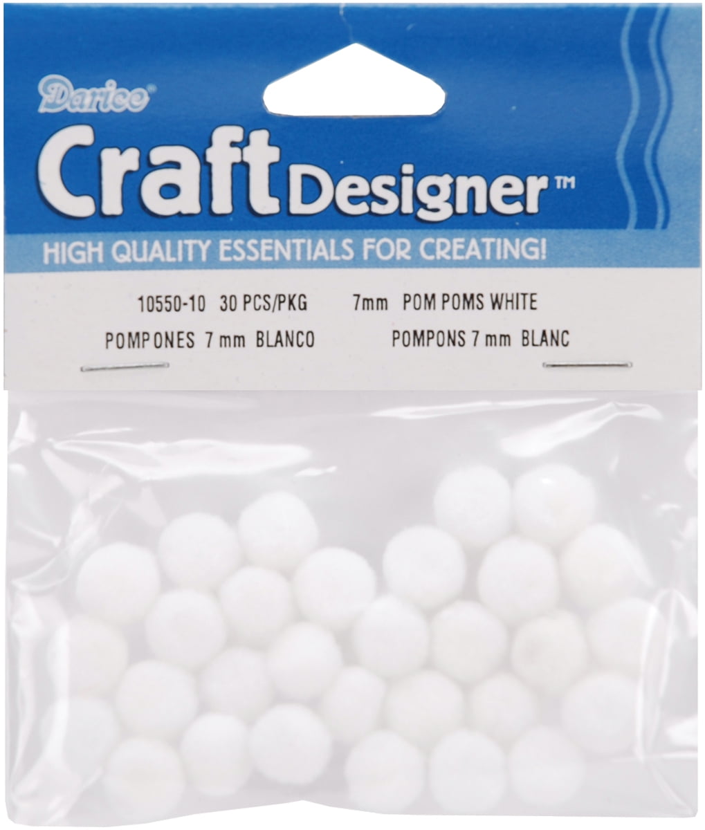 Acrylic Pom Poms - White - 7Mm - 30 Pieces - Walmart.com