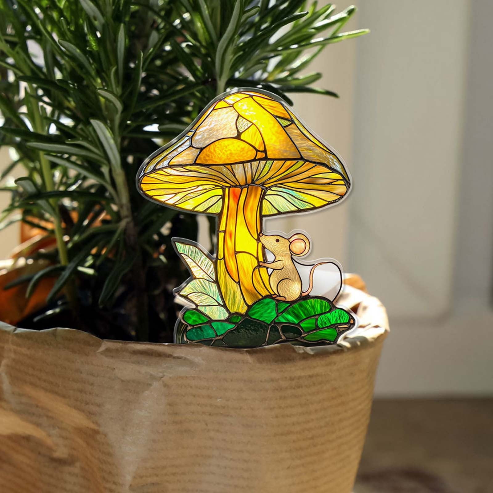 Acrylic Potted Plants Decor - 3.6" Transparent Plants Stake ...