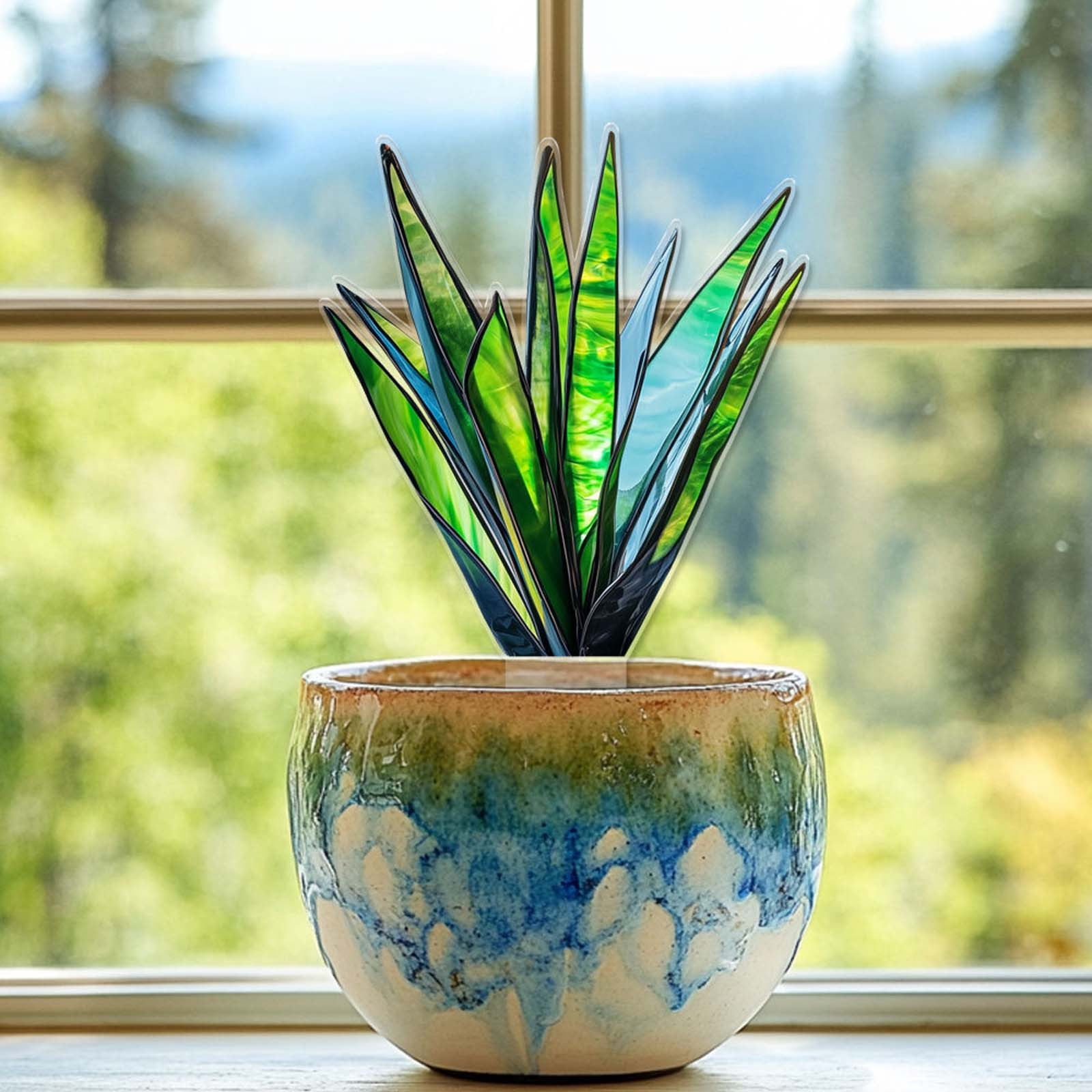 Acrylic Potted Plants Decor - 3.6" Transparent Plants Stake ...