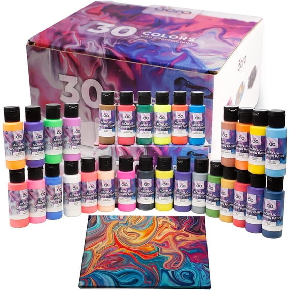 Acro Color, Acrylic Pouring Paint Set, 30 2oz Bottles, Vibrant Colors ...