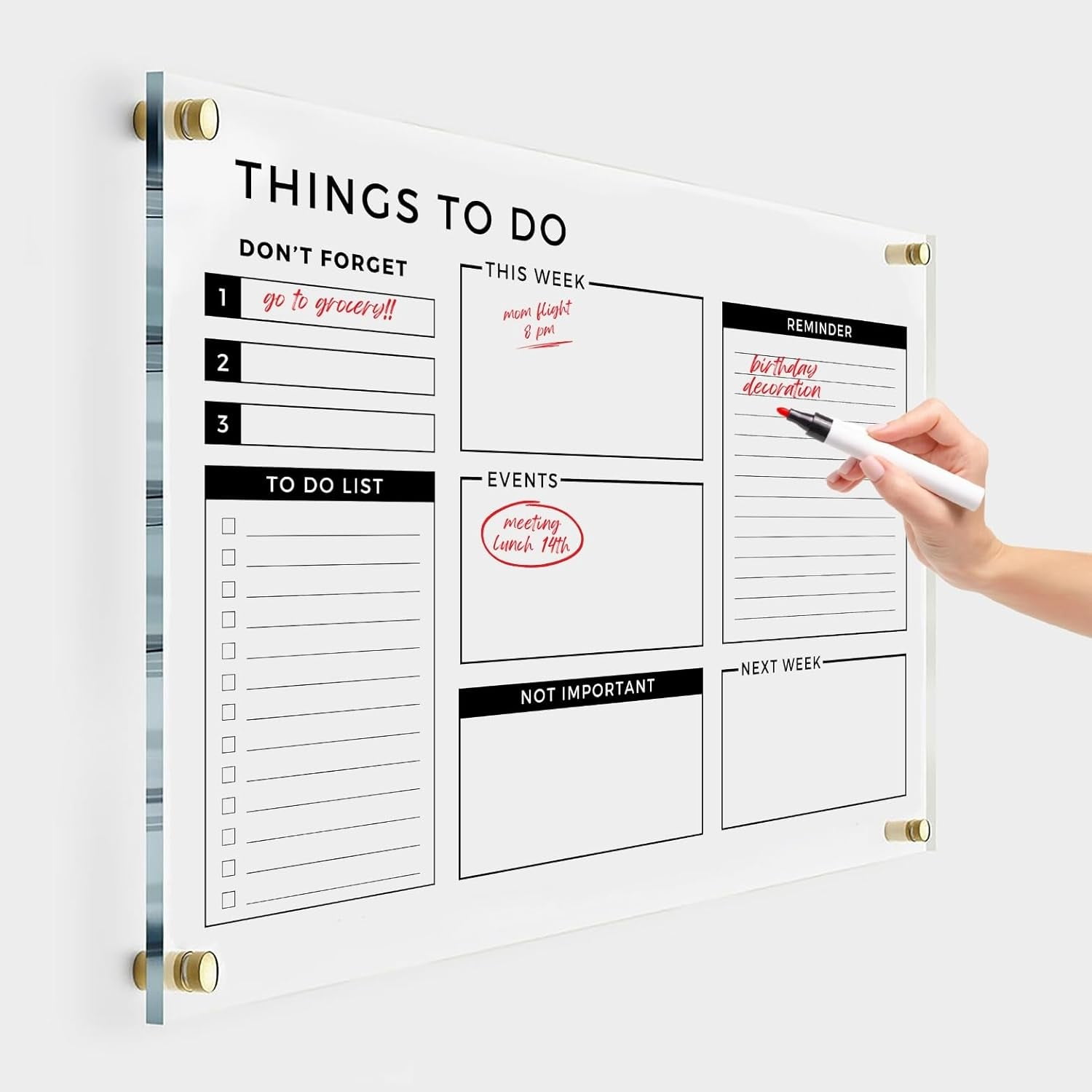 Acrylic Premium Wall Planner To Do List Reminder - Large Dry Erase ...