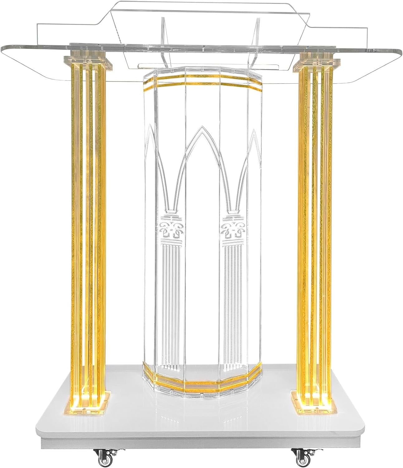 Acrylic Pulpit,Church Pulpit with Wheels,Led Acrylic Church Podium with ...