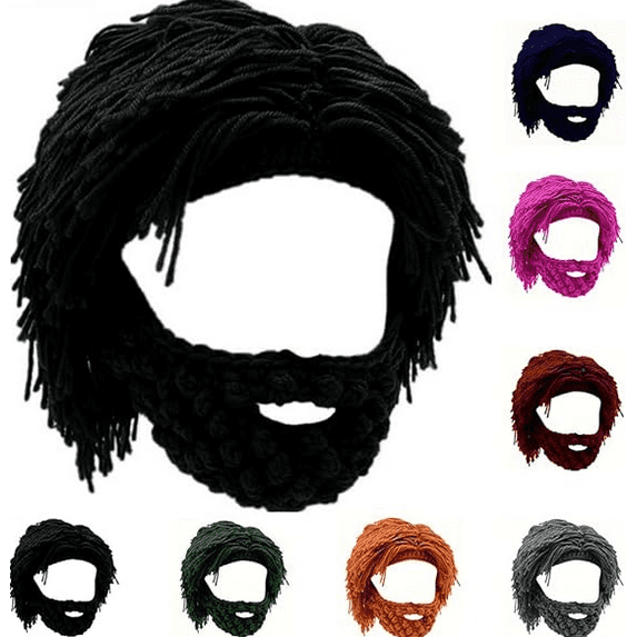 Acrylic Punk Style Beanie with Attached Straight Hair Wig and Knitted ...