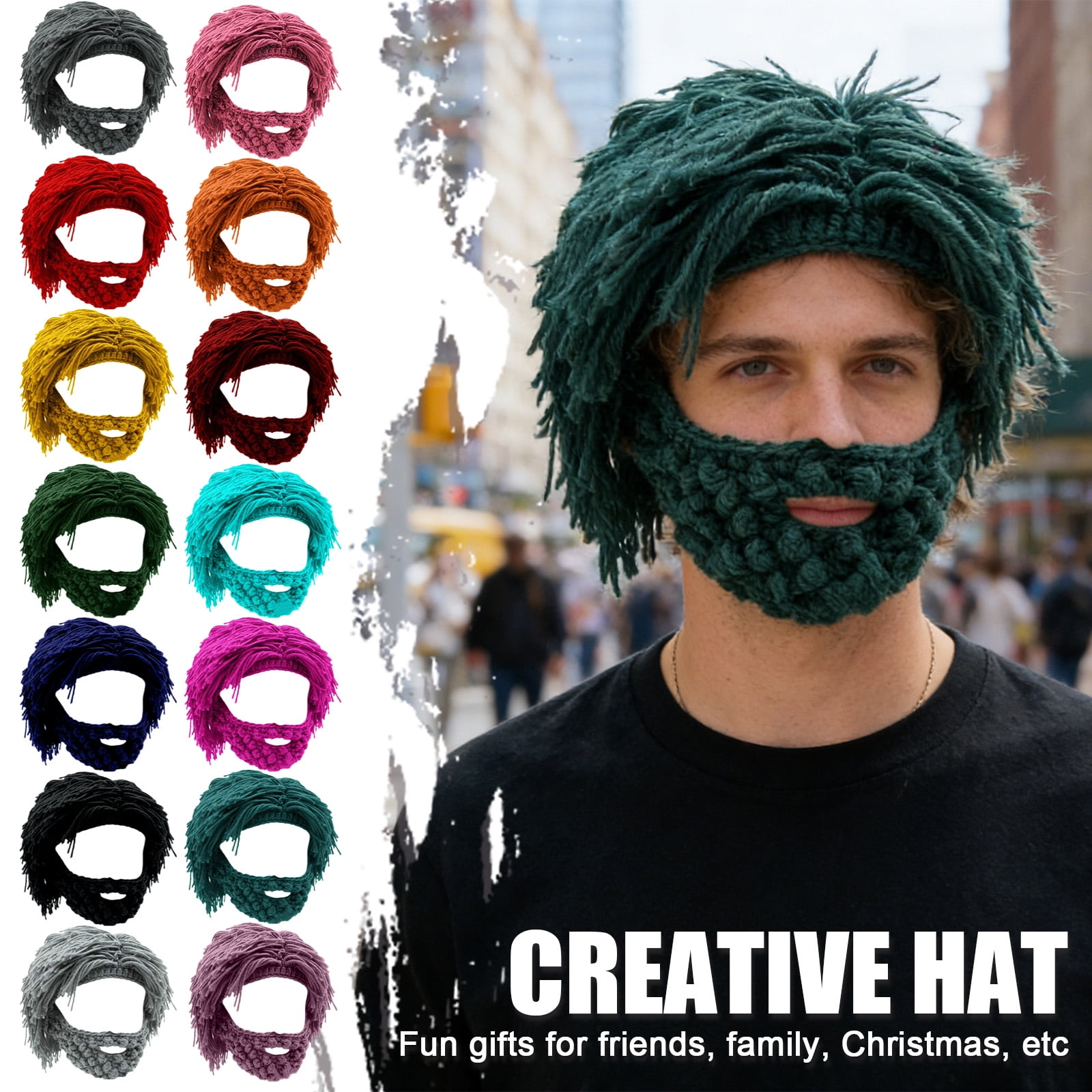 Acrylic Punk Style Beanie with Attached Straight Hair Wig and Knitted ...