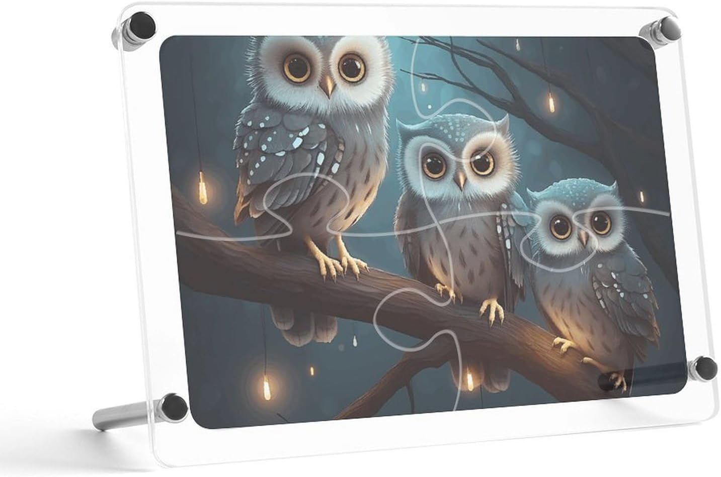 Acrylic Puzzle Photo Frame Clear Photo Picture Frames with Stand Owl on ...