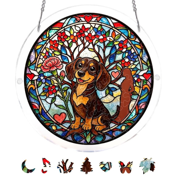 Acrylic Puzzle Suncatcher 83 Piece Stained Glass Style Window Hanging ...