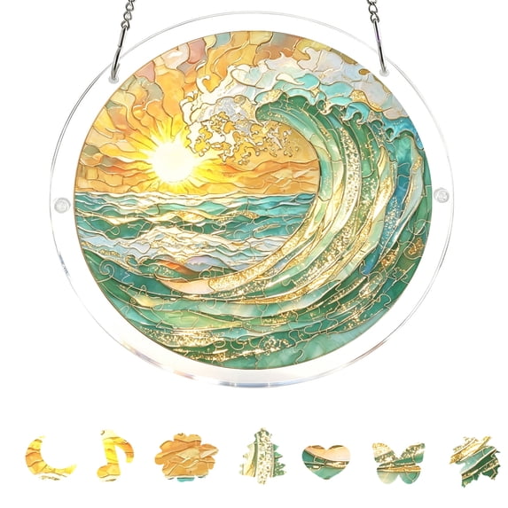 Acrylic Puzzle Suncatcher 83 Pieces,Natural Landscape Decorations Sun ...