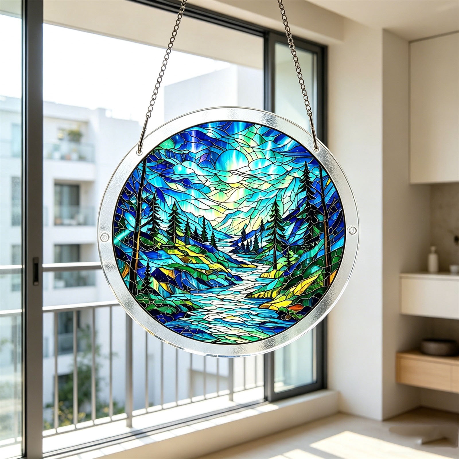 Acrylic Puzzle Suncatcher Azure Stained Glass – Hanging Home Decor Mom ...
