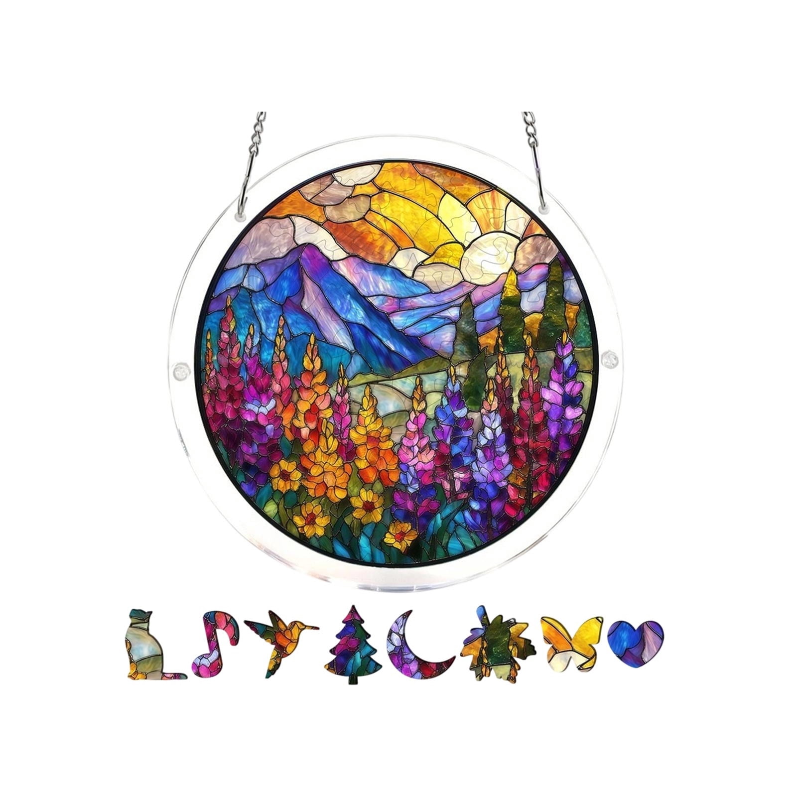Acrylic Puzzle Suncatcher Decorative Sign Stained Glass Effect Window ...