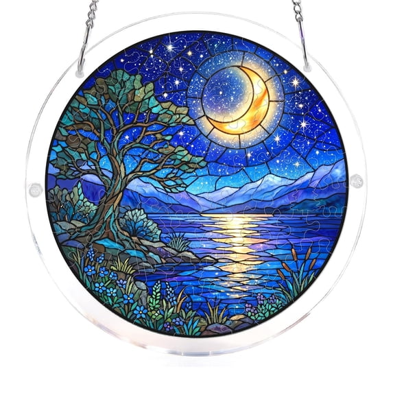 Acrylic Puzzle Suncatcher Hanging Panel with 83 Pieces Round Shape ...