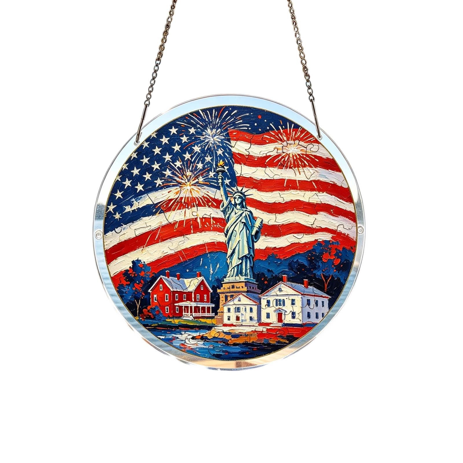 Acrylic Puzzle Suncatcher, Patriotic USA Flag Pattern Puzzles Ornament ...