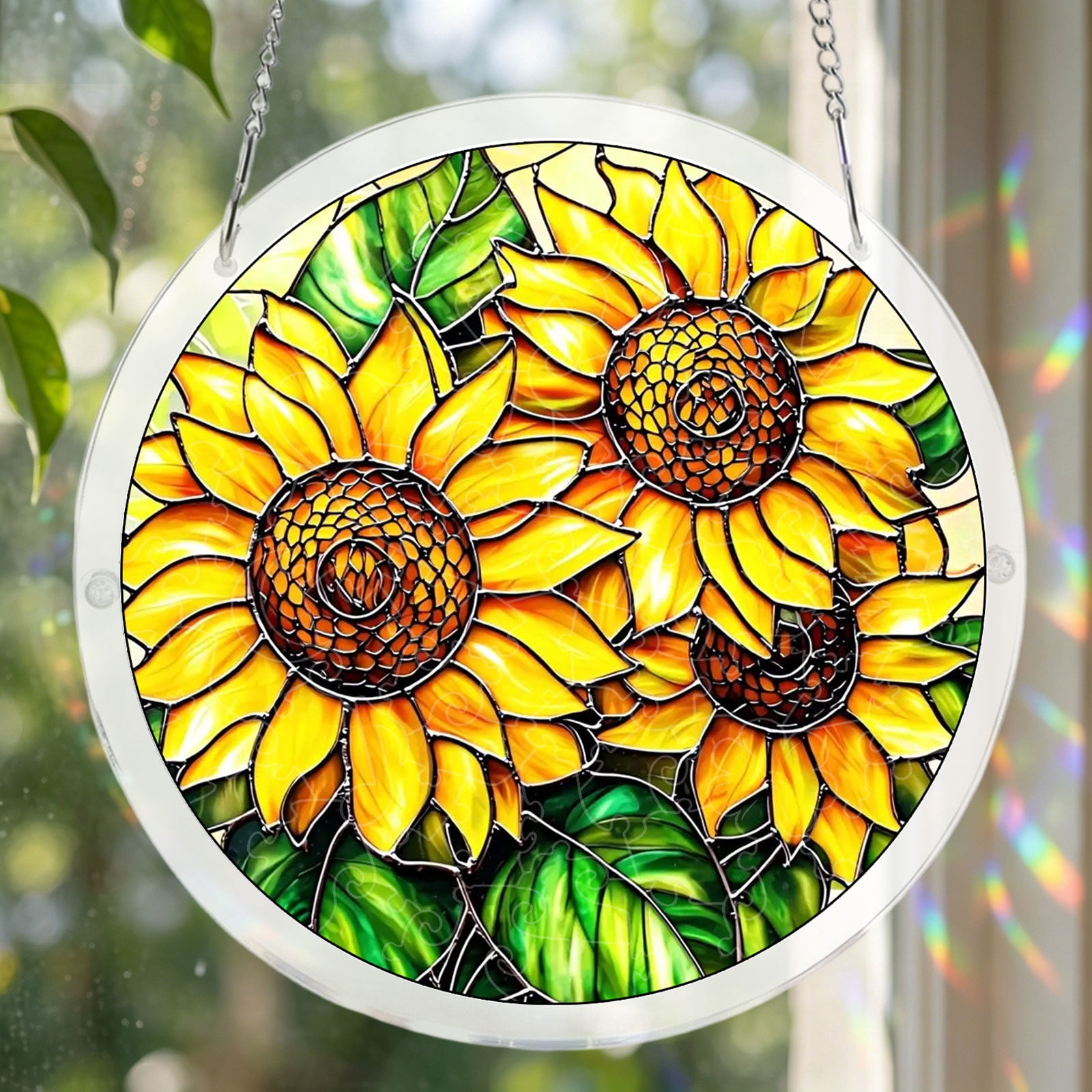 Acrylic Puzzle Suncatcher Sunflower Design Window Hanging Decor Rainbow ...
