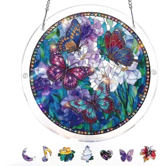 Acrylic Puzzle Suncatcher Window Hanging, 7.4" Vibrant Multi-color ...