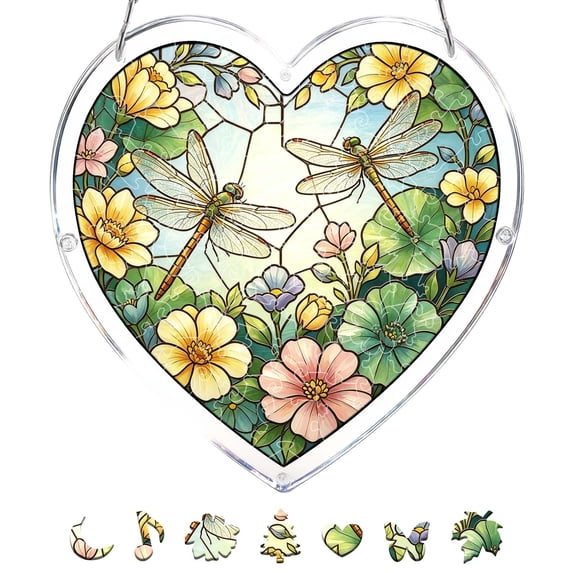 Acrylic Puzzle Suncatcher Window Hanging 94 Pieces Stained Glass Style ...