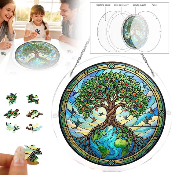 Acrylic Puzzle Suncatcher With 83 Pieces Tree Pattern Diy Puzzles ...